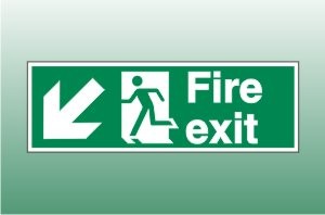 Fire exit sign down left - Fire Down Left Signs [FIR005] : , Health and ...